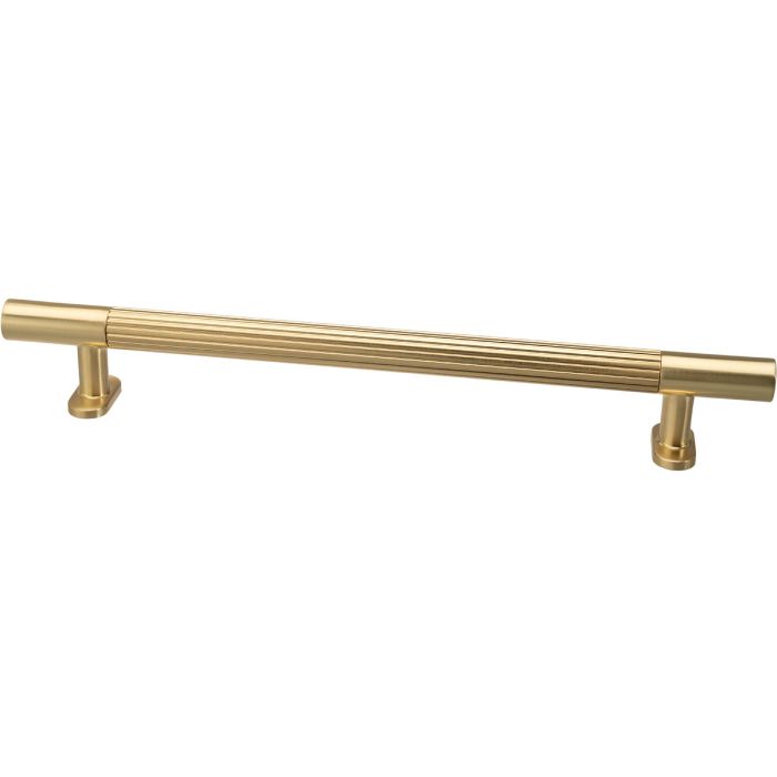 Bar Handle 'Fluted' Brushed Brass Ribbed - QualityFittings