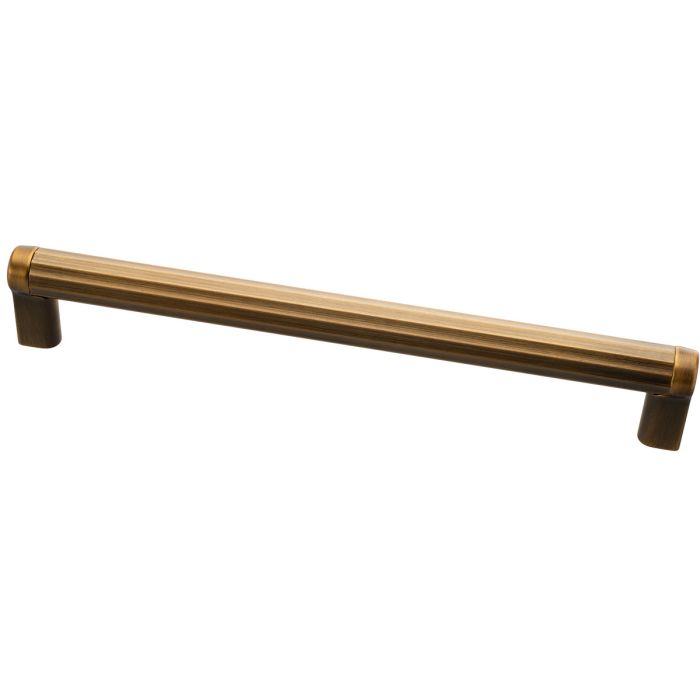 Bar Handle 'Ludvig' Black / Brushed Brass Ribbed - QualityFittings