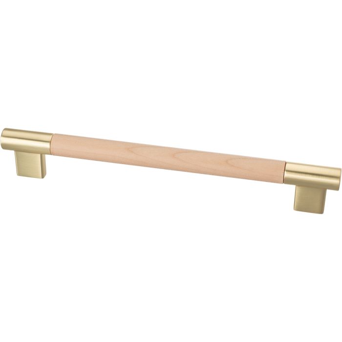 Bar Handle 'Round' Brushed Gold / Maple Natural - QualityFittings