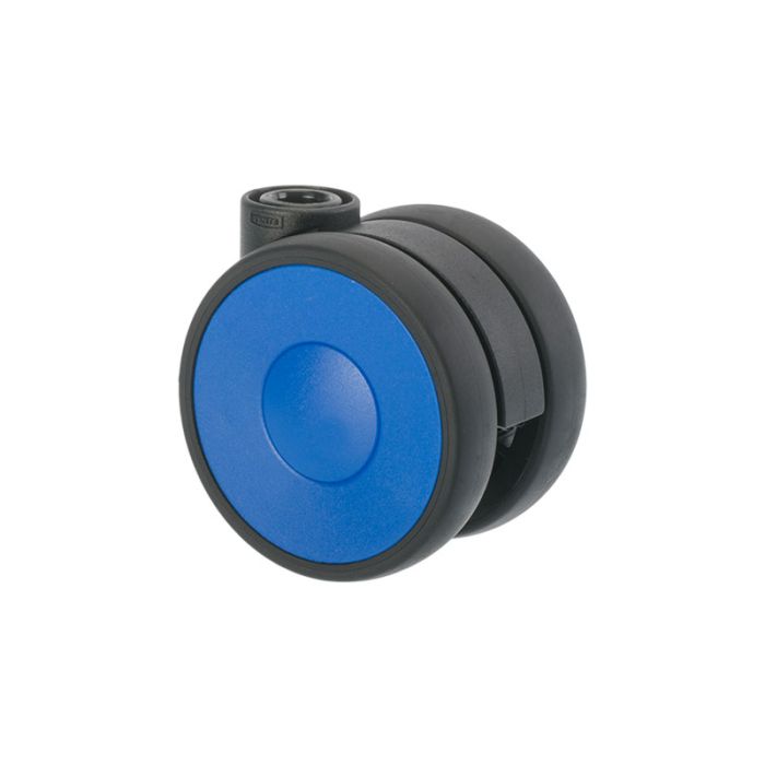 Furniture Caster 'Ring' Ø 65 Black / Blue without Brake - QualityFittings
