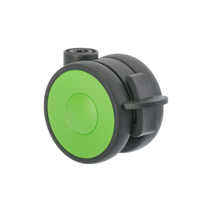 Furniture Caster 'Ring' Ø 65 Black / Green with Brake - QualityFittings