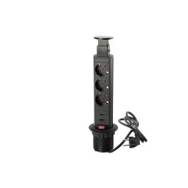 Power outlet 'PopUp' Ø 60 mm 3 x Sockets 2 x USB Black - QualityFittings
